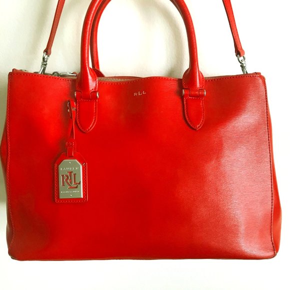 Lauren Ralph Lauren | Bags | Lauren Ralph Lauren Red Satchel Hand Bag ...